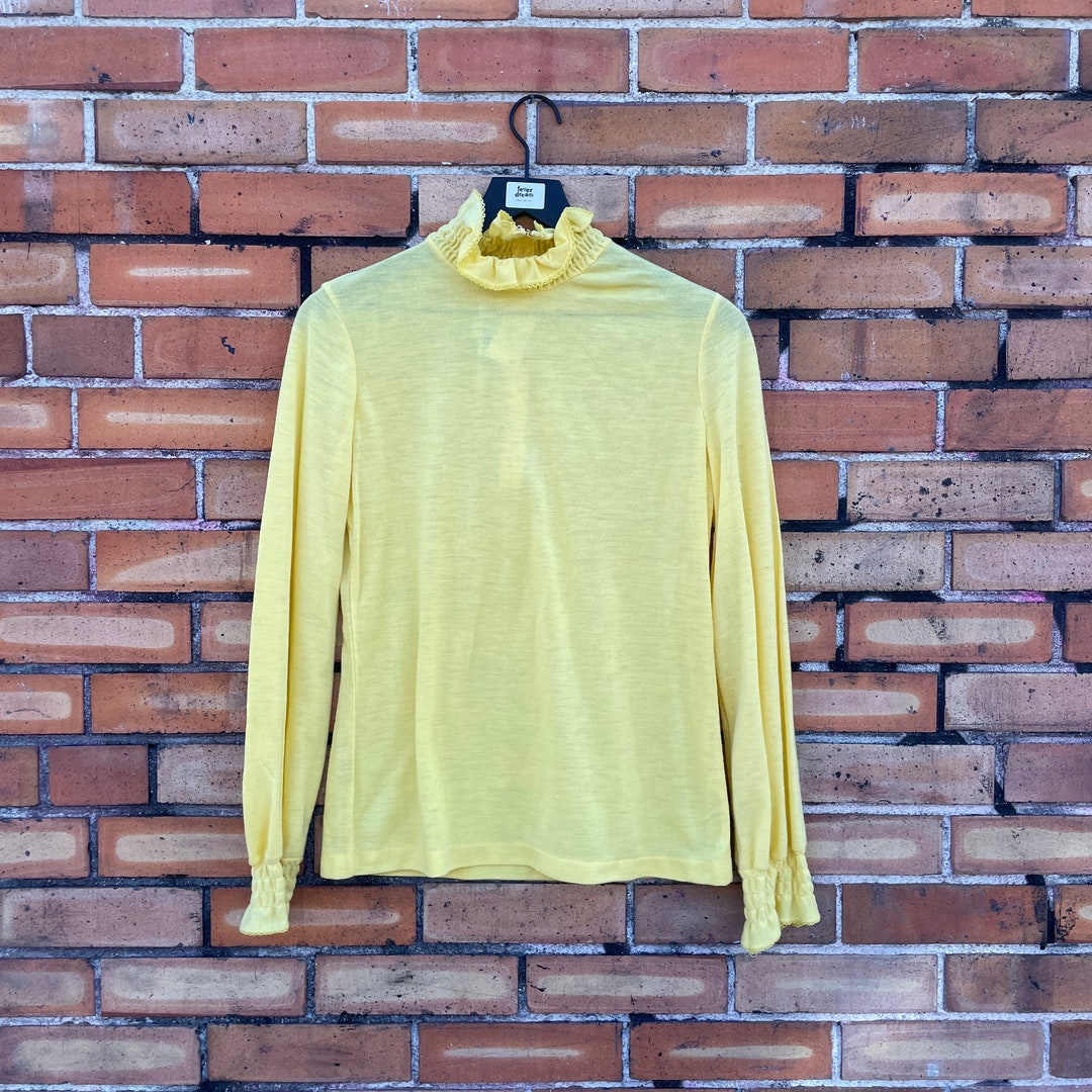 Vintage 70s Yellow Bobbie Brooks Shirred Ruffle Turtleneck / S - Etsy