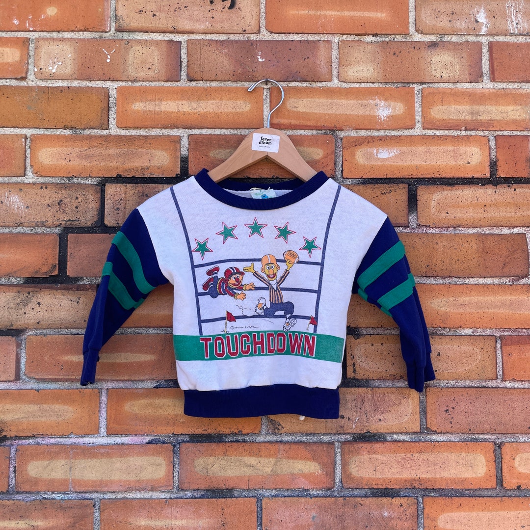 Vintage 80s Kids White Blue Bert and Ernie Muppets Football - Etsy
