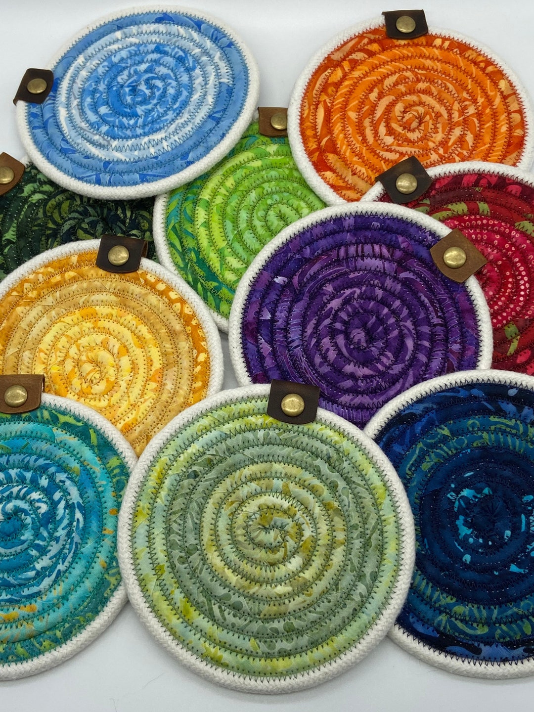 Colorful Cotton Rope Coasters With Leather Tab - Etsy
