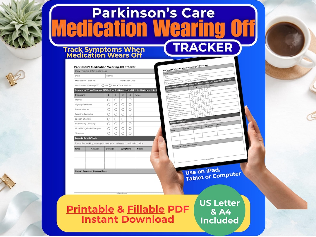 Parkinsons Medication Wearing off Tracker Printable | Parkinsons off ...