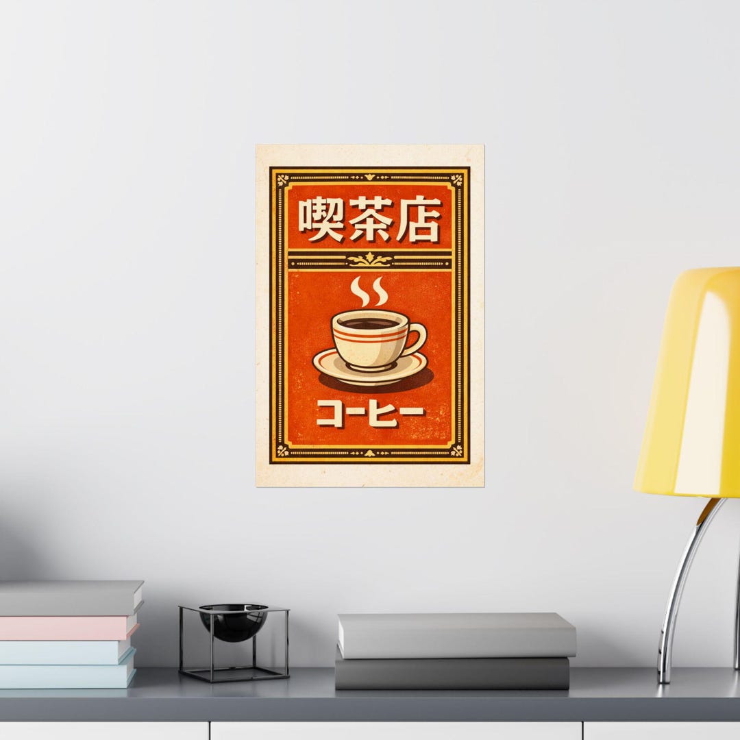 Vintage Japanese Coffee Poster, Showa Kissaten Wall Art, Retro Cafe ...