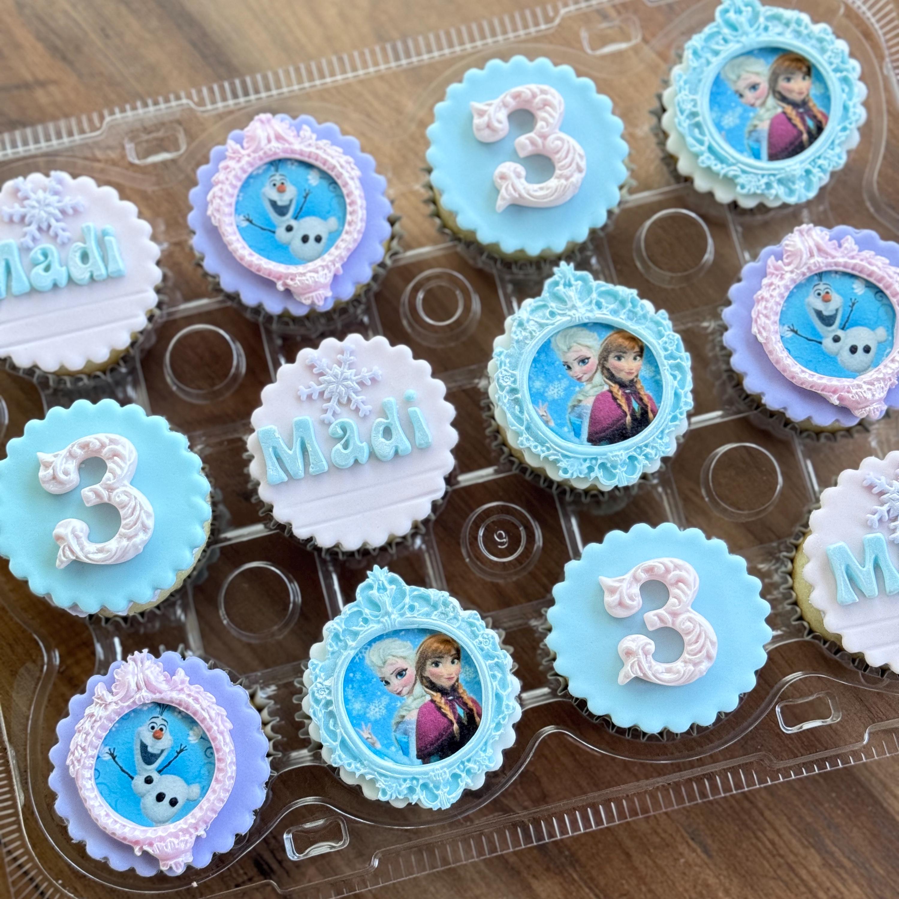 Frozen Elsa Anna Olaf Edible Fondant Cupcake Toppers, Birthday Cake ...