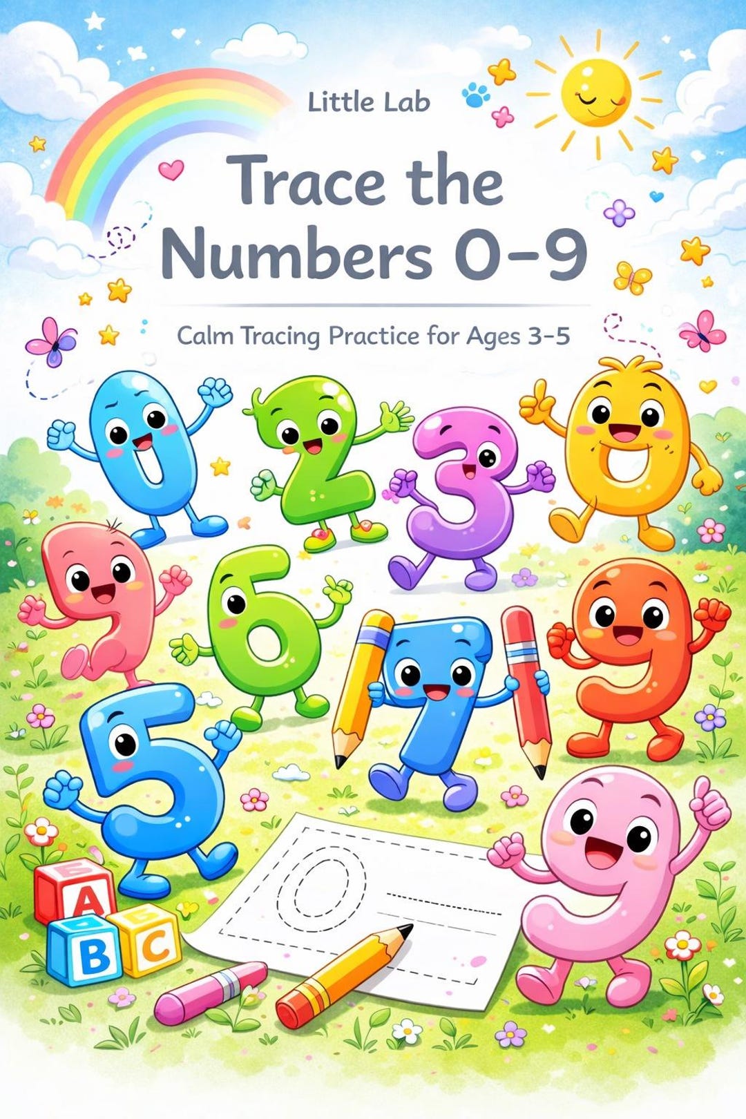 Trace Numbers 0-9 Worksheet – Preschool Kindergarten Math Activity (PDF ...