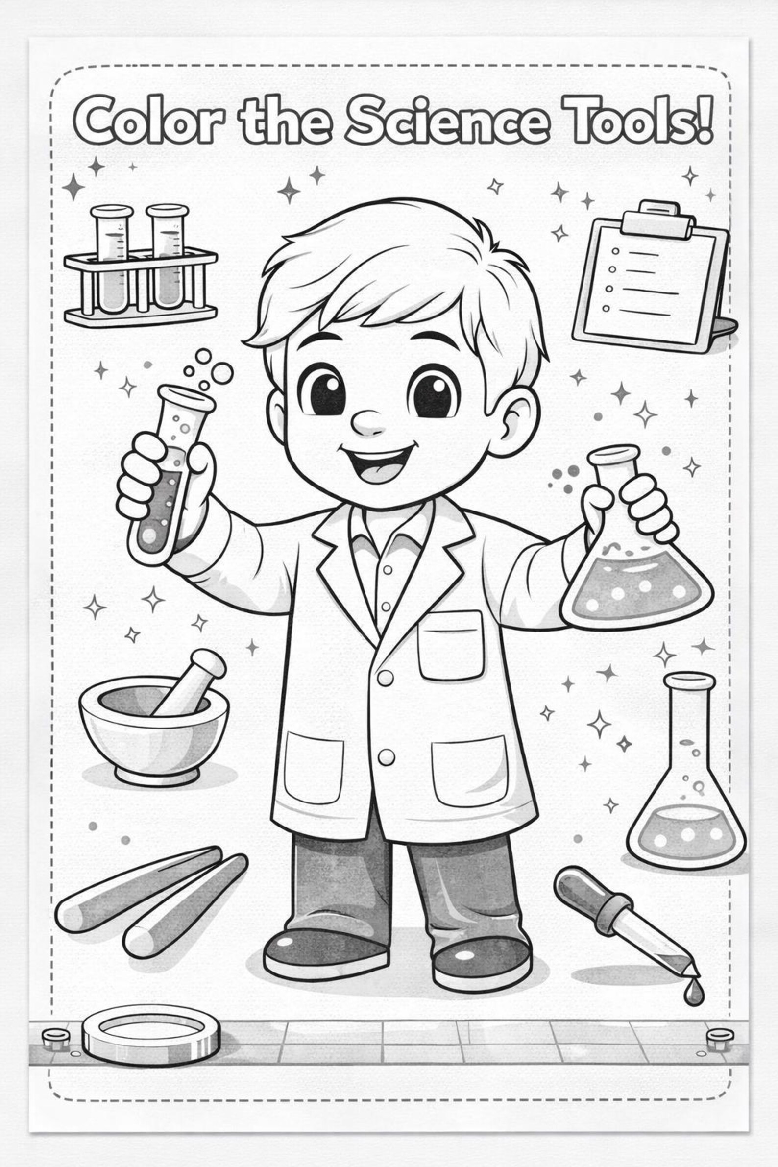 Science Lab Coloring Pages for Kids Printable PDF - Etsy Canada
