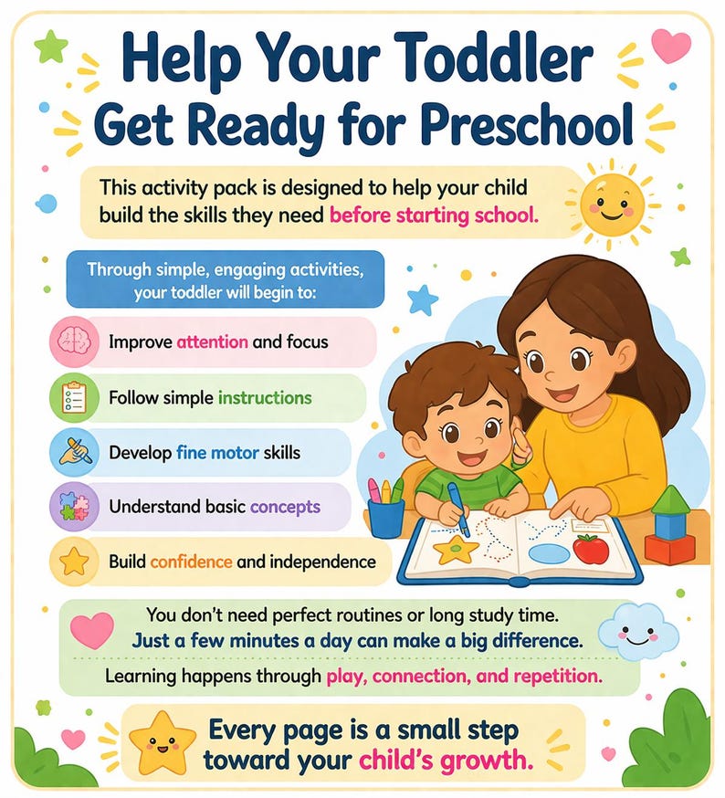 Toddler Activity Pack Printable PDF, Preschool Learning Binder Ages 2-4 ...