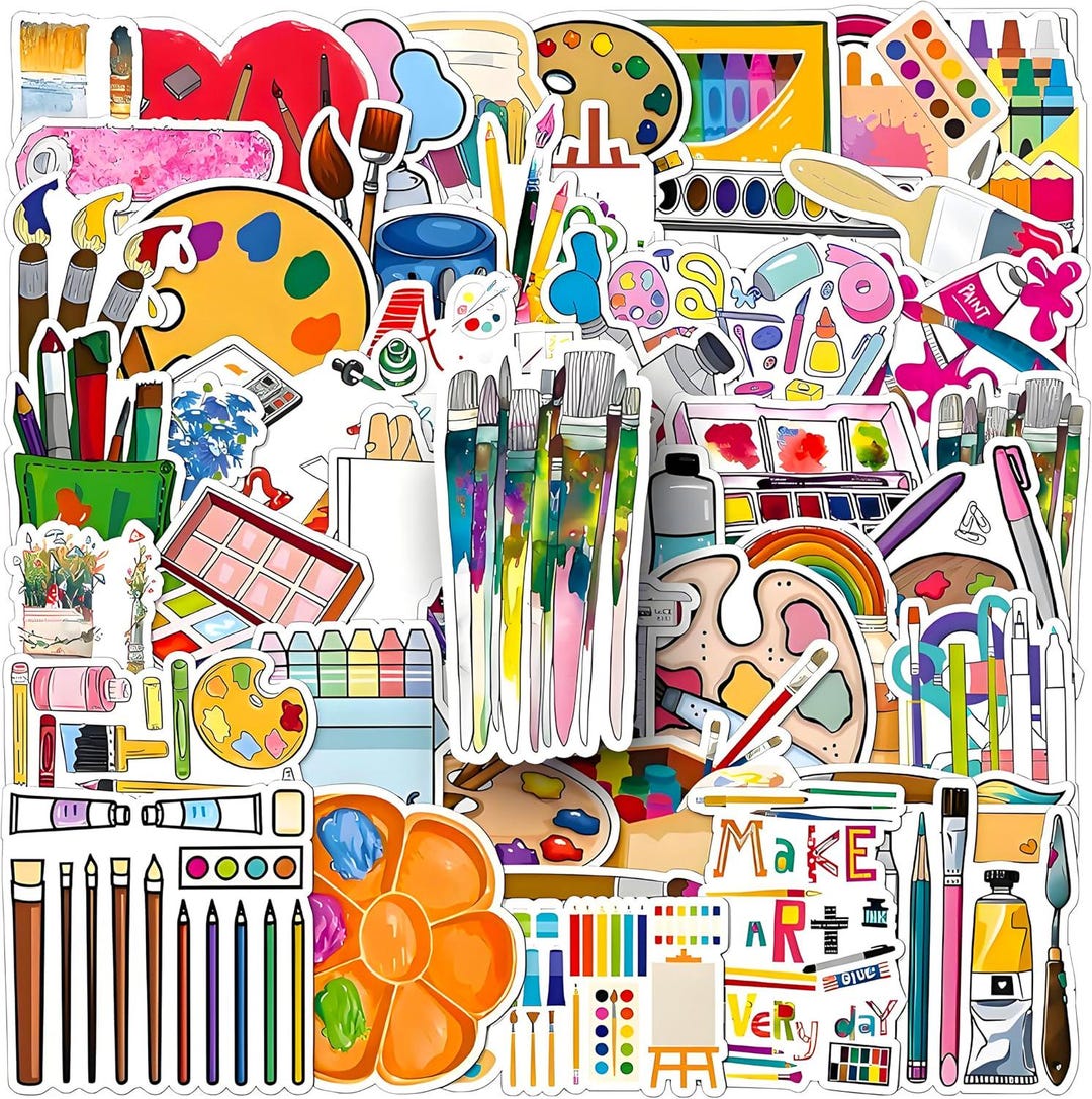100pcs Art Painting Stickers, Paint Palette Vinyl Decals for Laptop ...