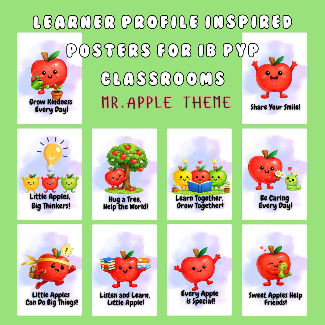 Apple-themed IB PYP Learner Profile Inspired Classroom Posters | 10 PDF ...