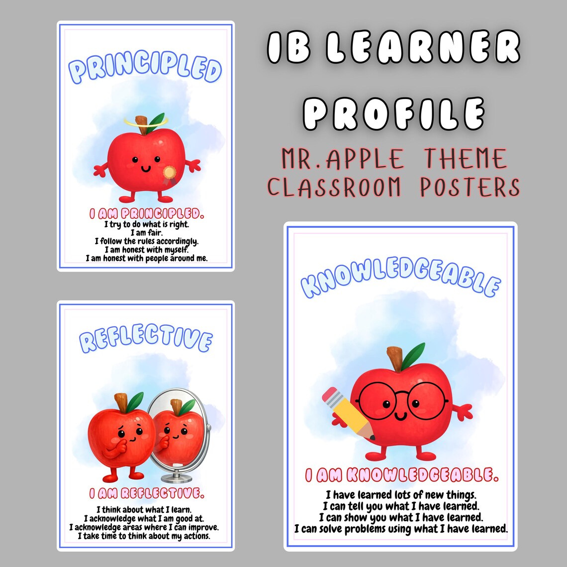 IB PYP Learner Profile Poster Printable | English | Mr. Apple Classroom ...