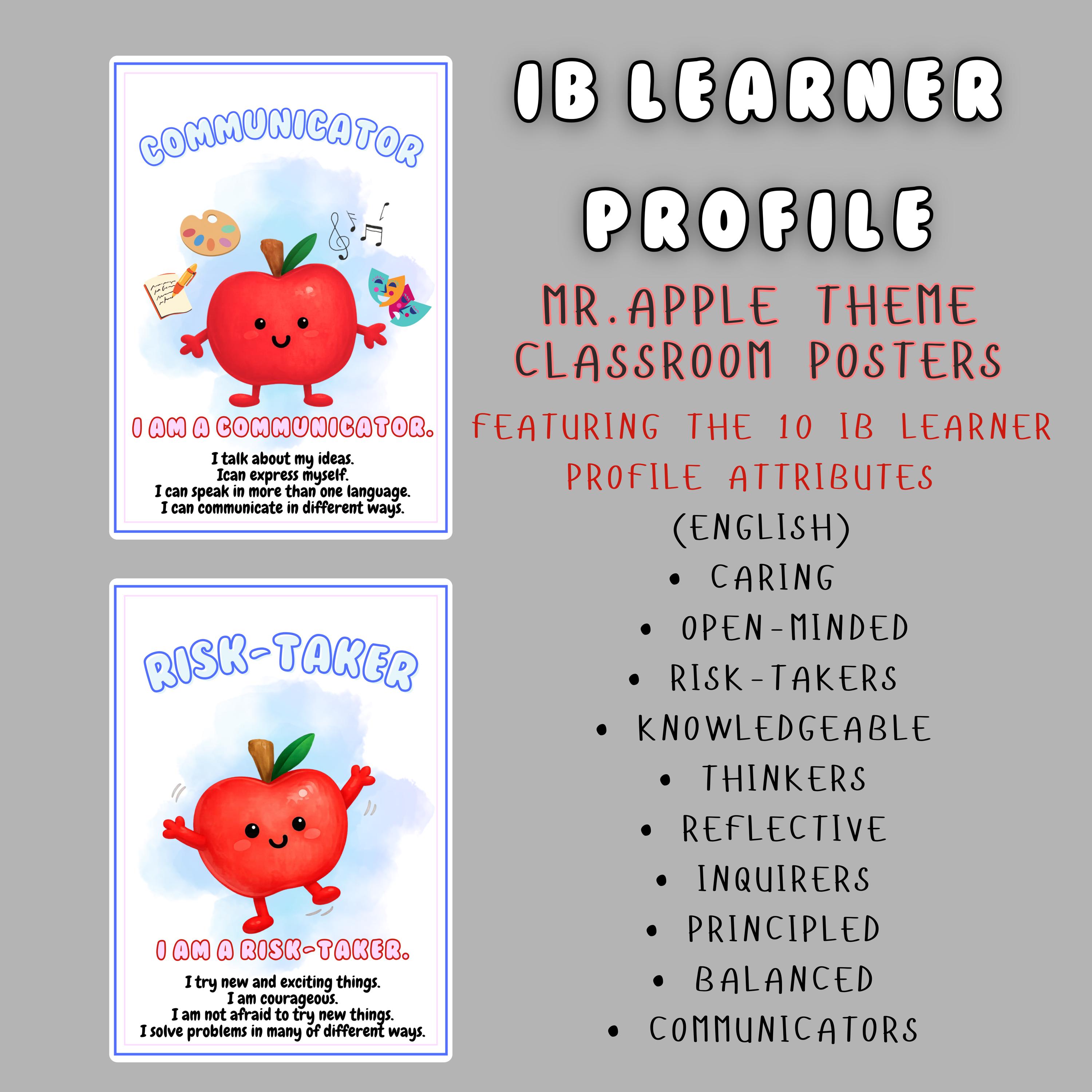 IB PYP Learner Profile Poster Printable | English | Mr. Apple Classroom ...