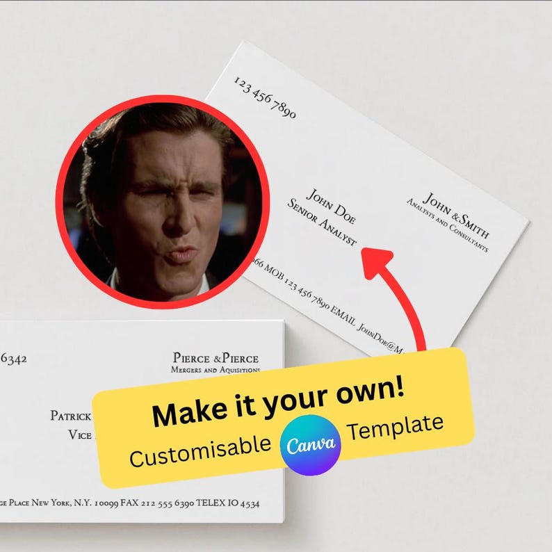 American Psycho Custom Business Card | 1:1 Replica (editable, Digital ...