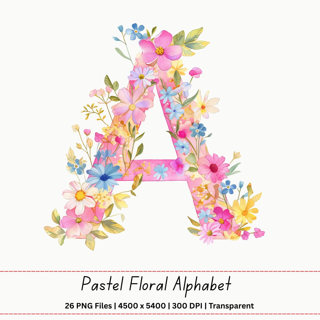 Pastel Floral Alphabet PNG A-Z | Soft Flower Letters Clipart | Spring ...