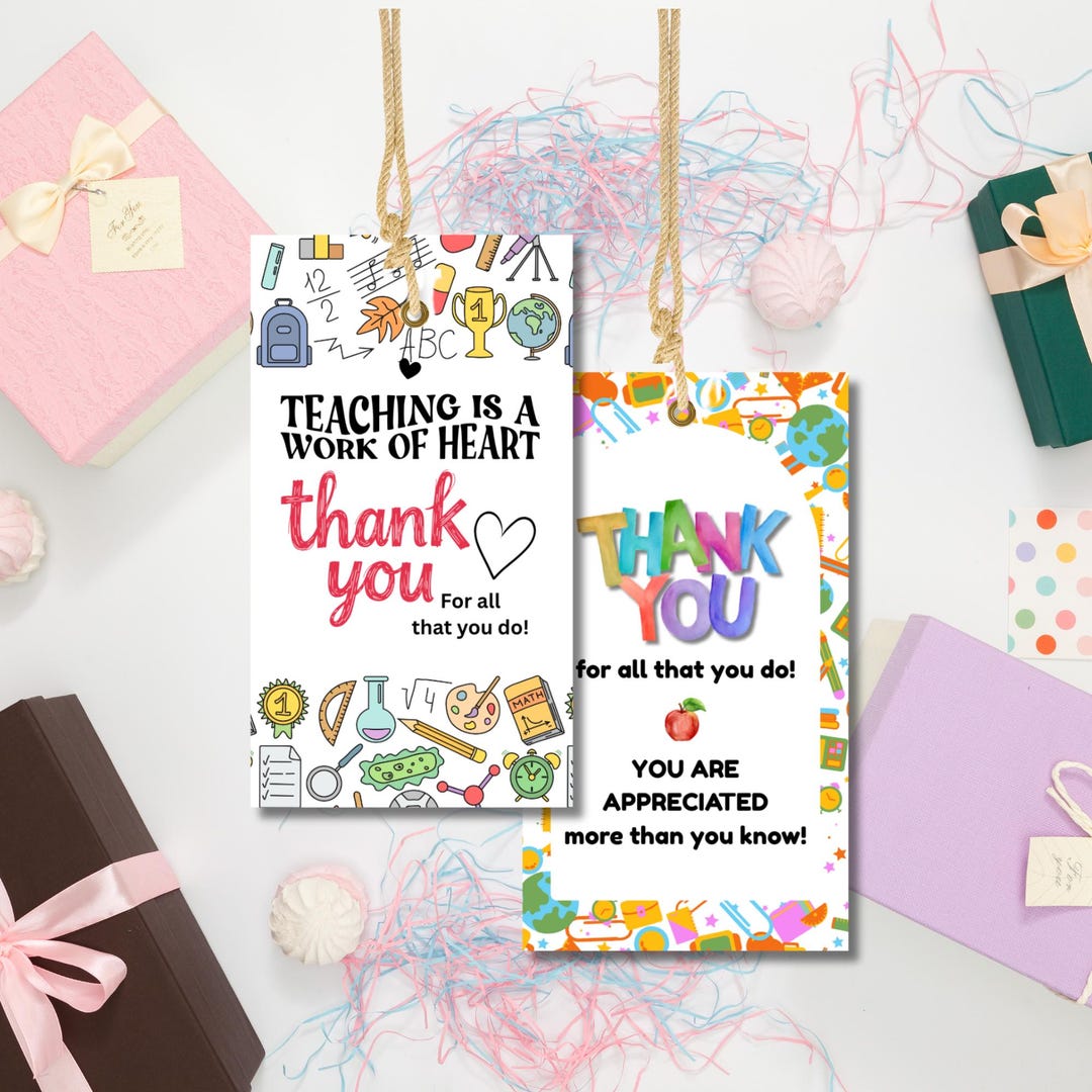 Printable Teacher Appreciation Gift Tag | Teacher Thank You Tag | Staff ...