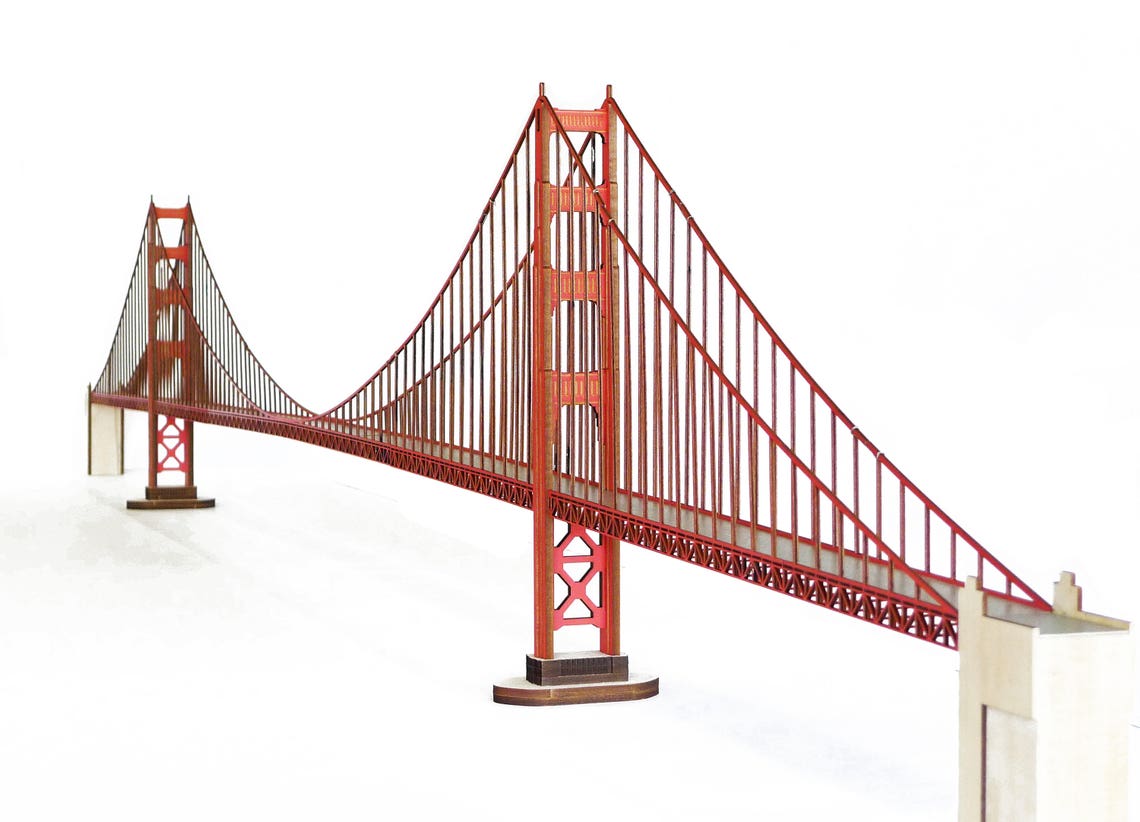 Golden Gate Bridge Lasercut Wood Model - Etsy