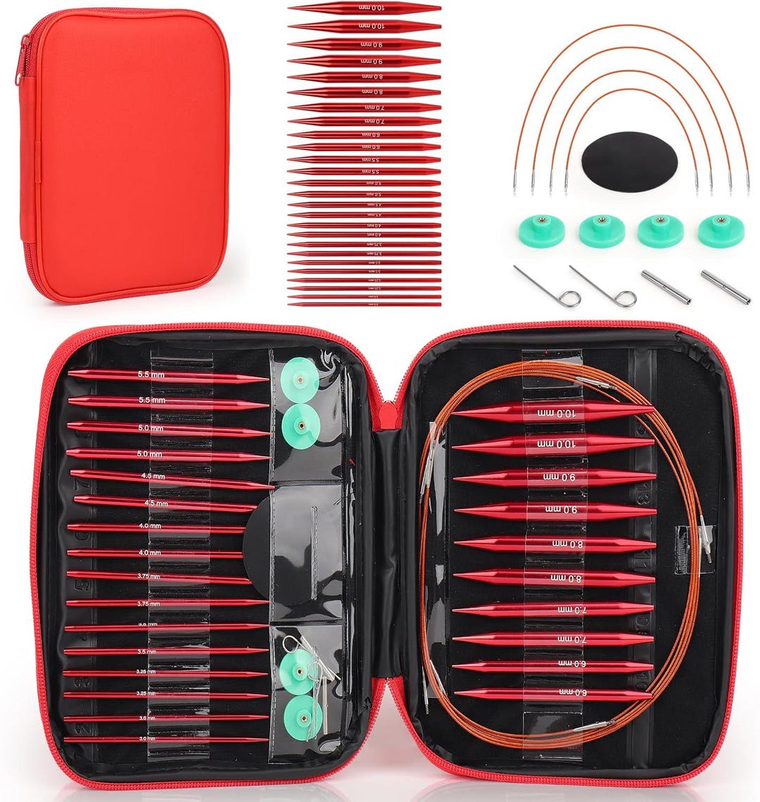Interchangeable Knitting Needle Set: Aluminum Needles, Cables ...