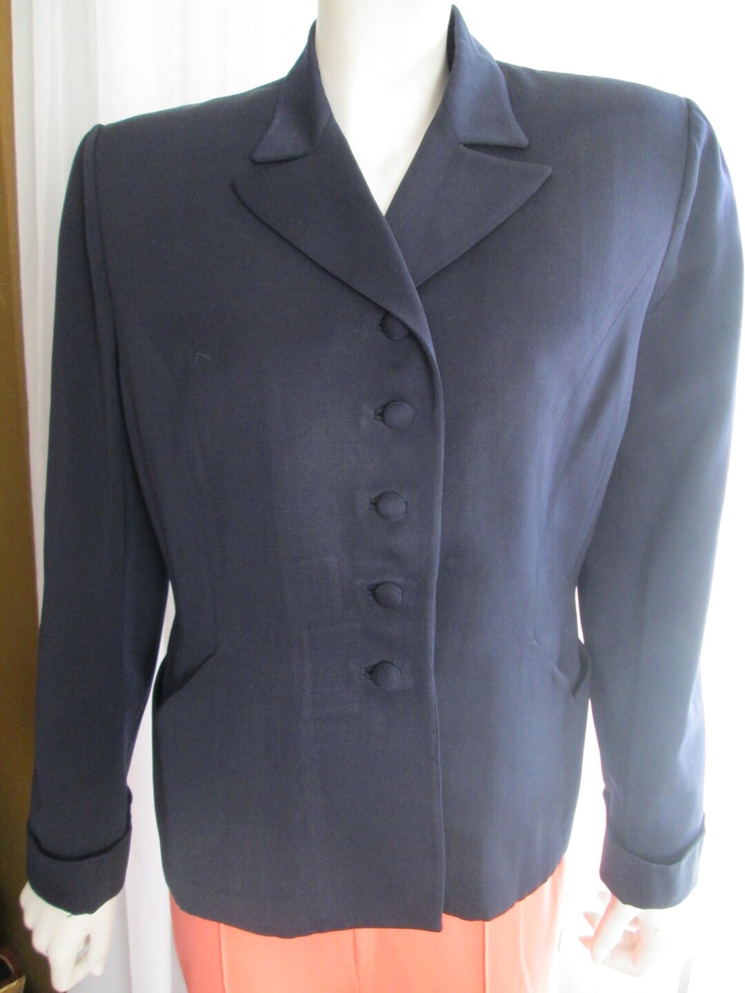 1950's BLUE Ladies Wool JACKET by Herbert Custom Suit/juilliard ...