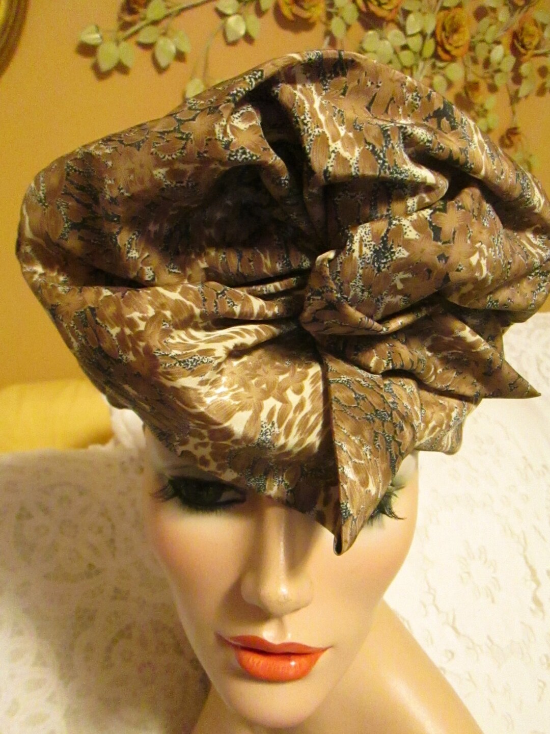 1950's/60's Ladies BROWN Multi-Print Top HAT de MEEKA Tex/Calif - Etsy ...