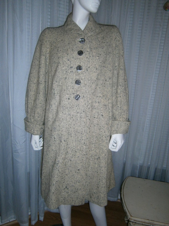 1950s cream tweed coat - Gem