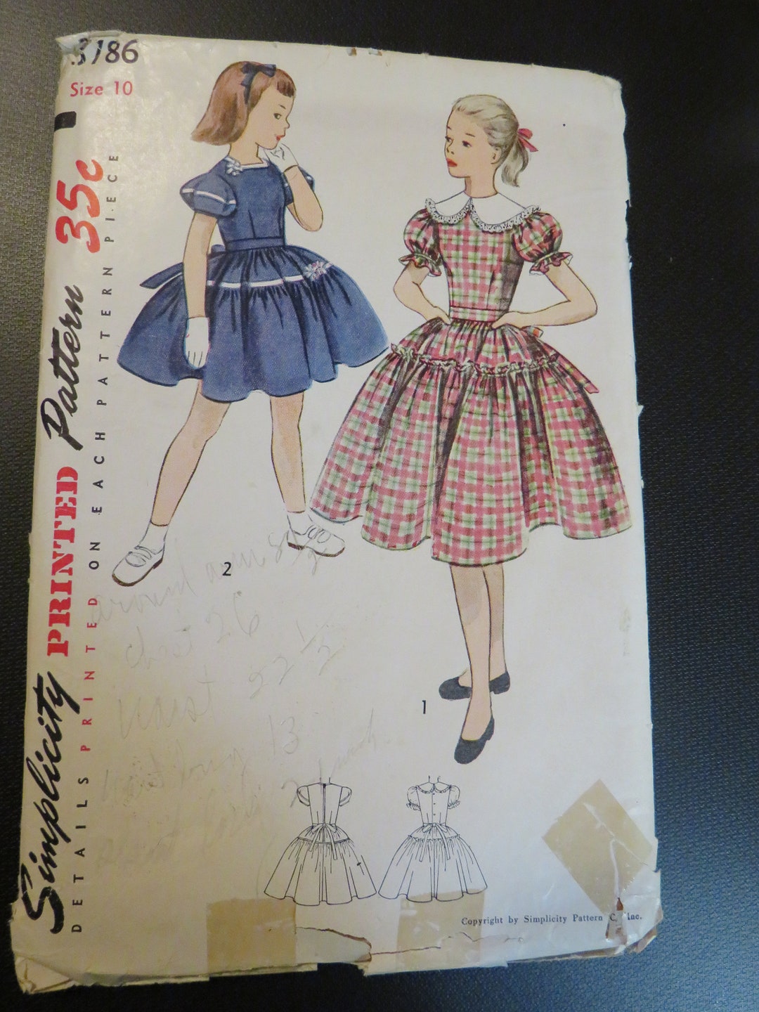 1951 Simplicity Girl 2-view DRESS PATTERN #3786----size 10 - Etsy