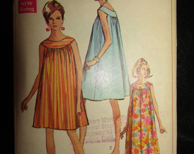 1968 Simplicity Pattern for Misses' Muu-muu or NIGHTGOWN in Two ...