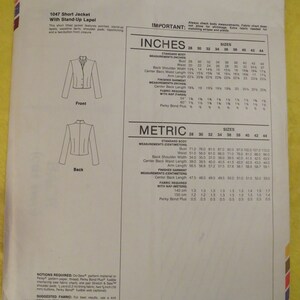 1980 Ladies Stretch and Sew/ann Person SHORT JACKET Pattern----bust ...