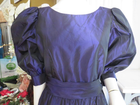 Vintage Cocktail BLUE/VIOLET Puff Sleeve DRESS By Lan… - Gem
