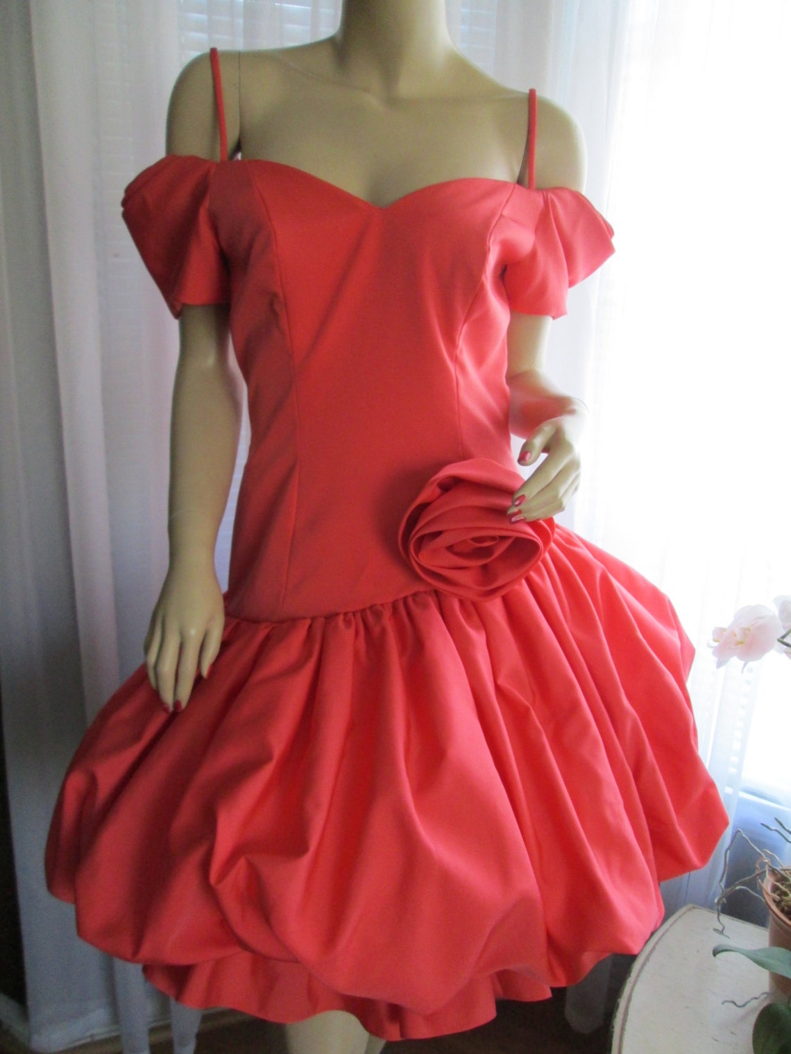 1980s' or 90s' PEACH Balloon Bottom COCKTAIL DRESS by Cache---size 3/4 ...