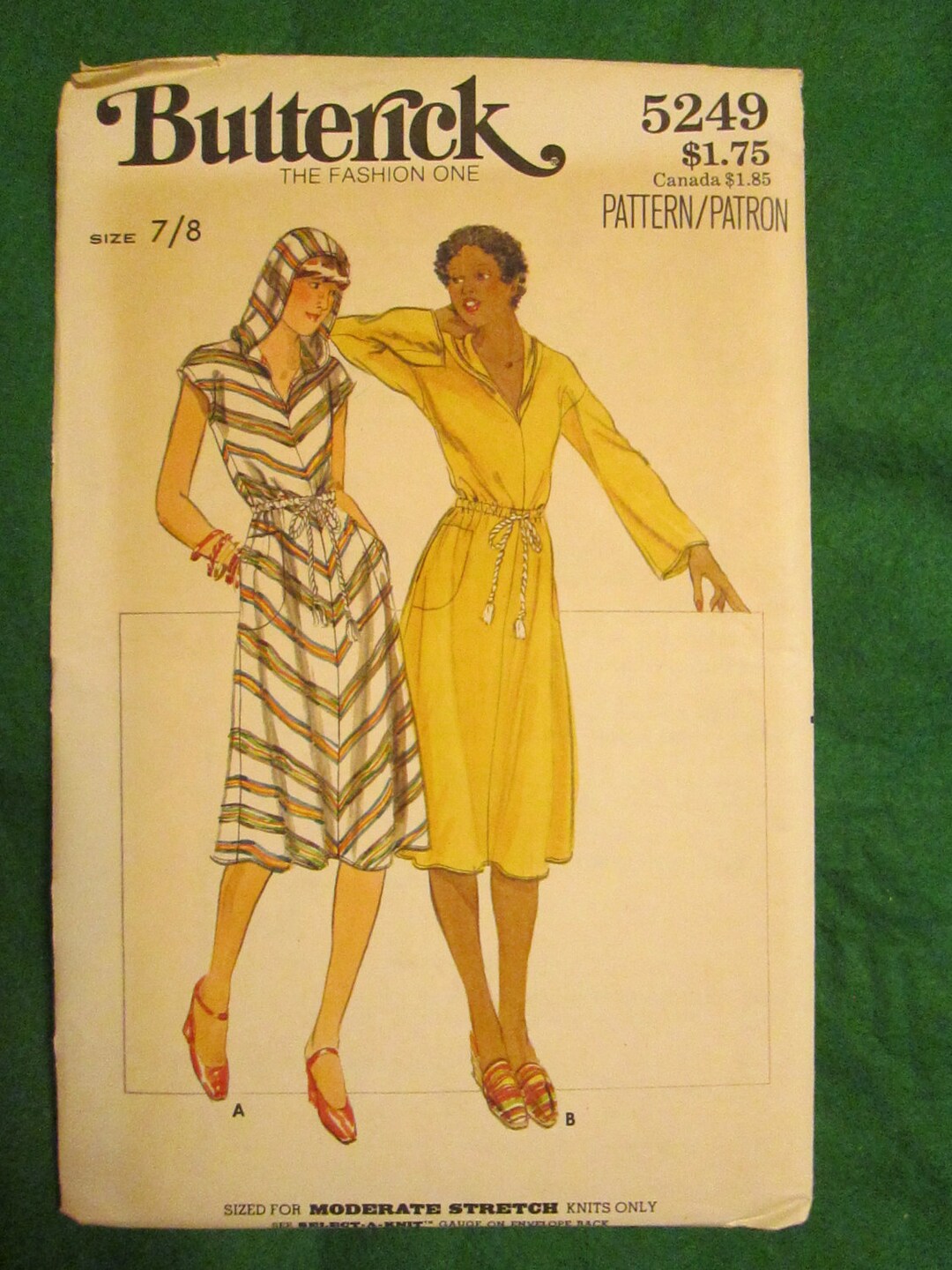 1970's Ladies BUTTERICK PATTERN #5249 Hooded Dress Size 7/8 - Etsy