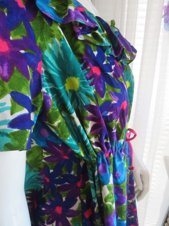 1960s' Colorful FLORAL CAFTAN Style DRESS By Jeunique… - Gem