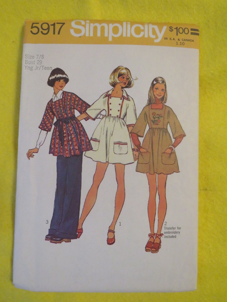 1973 Simplicity Short DRESS, JUMPER, or Tunic---size 7/8 - Etsy