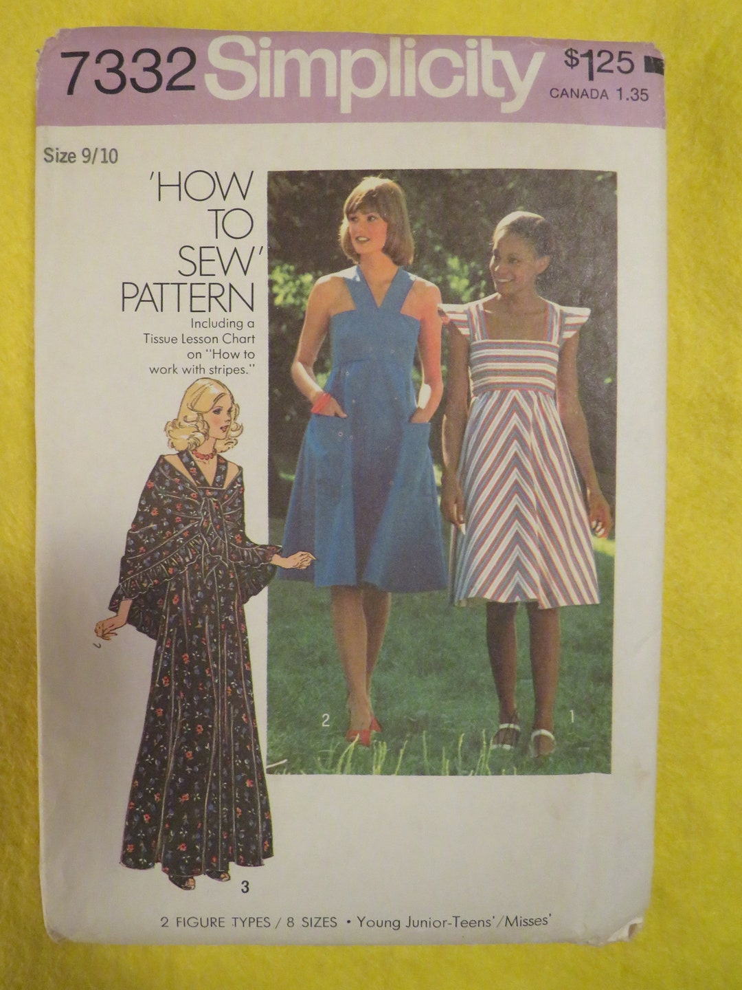 1976 Simplicity Two Lengths DRESS/SHAWL Pattern-----size 9/10 - Etsy