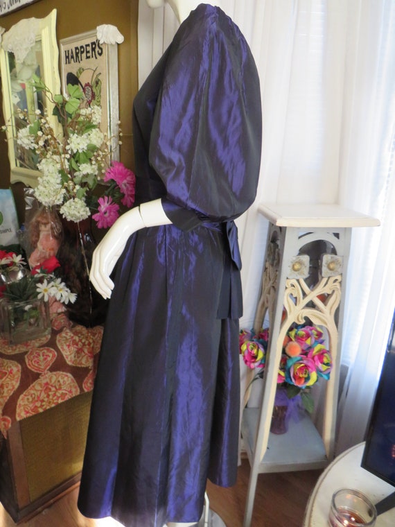 Vintage Cocktail BLUE/VIOLET Puff Sleeve DRESS By Lan… - Gem