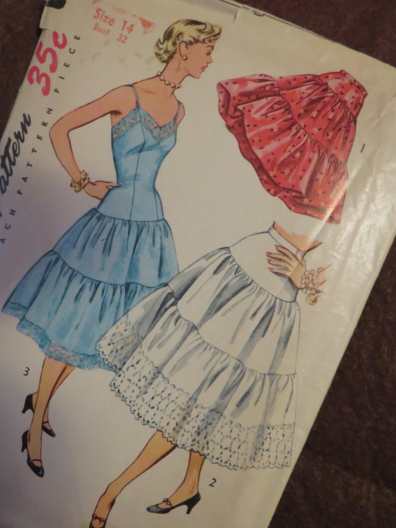 1952 SIMPLICITY SLIP and PETTICOAT Pattern----size 14. - Etsy