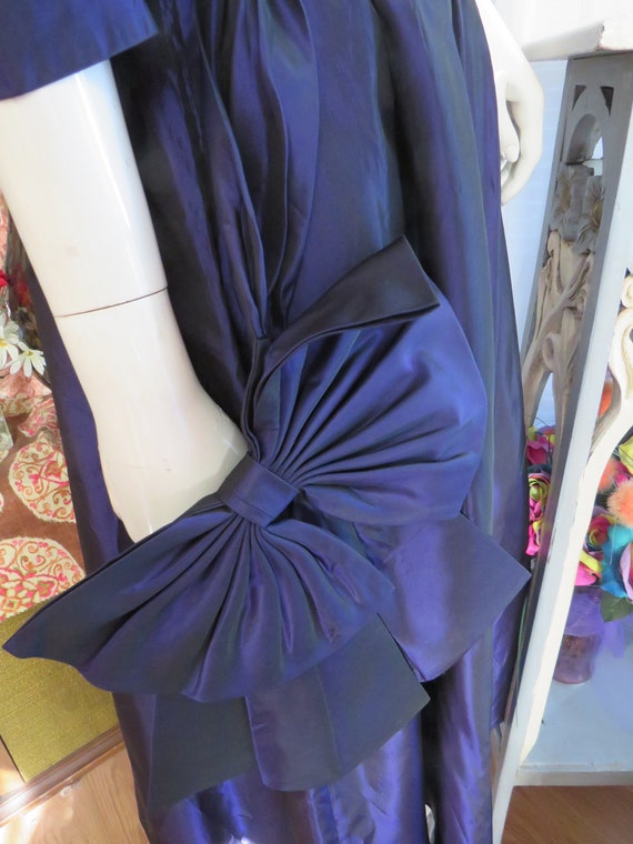 Vintage Cocktail BLUE/VIOLET Puff Sleeve DRESS By Lan… - Gem