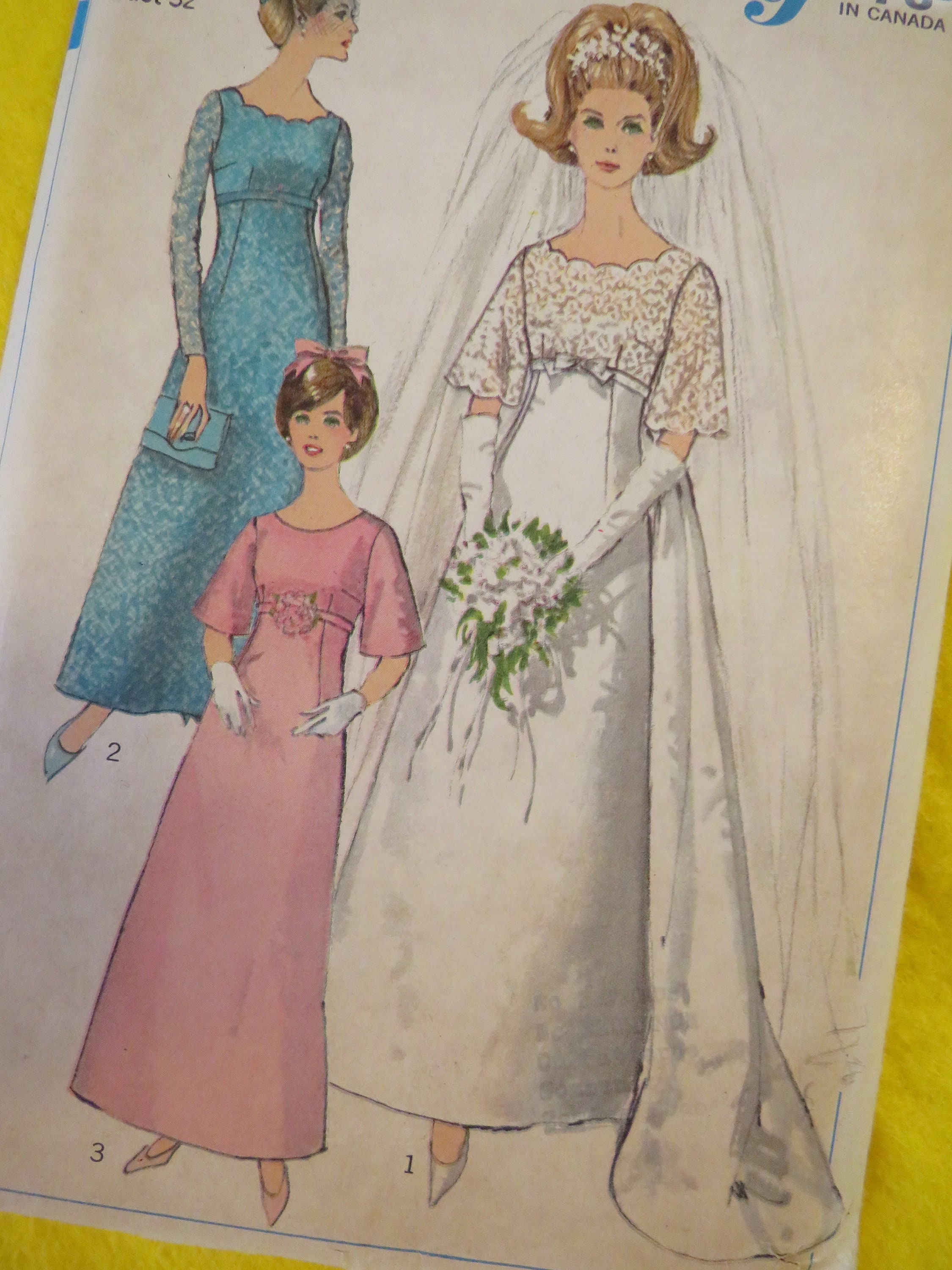 1966 Simplicity Pattern WEDDING Dress/detachable Train/bridesmaids' or ...