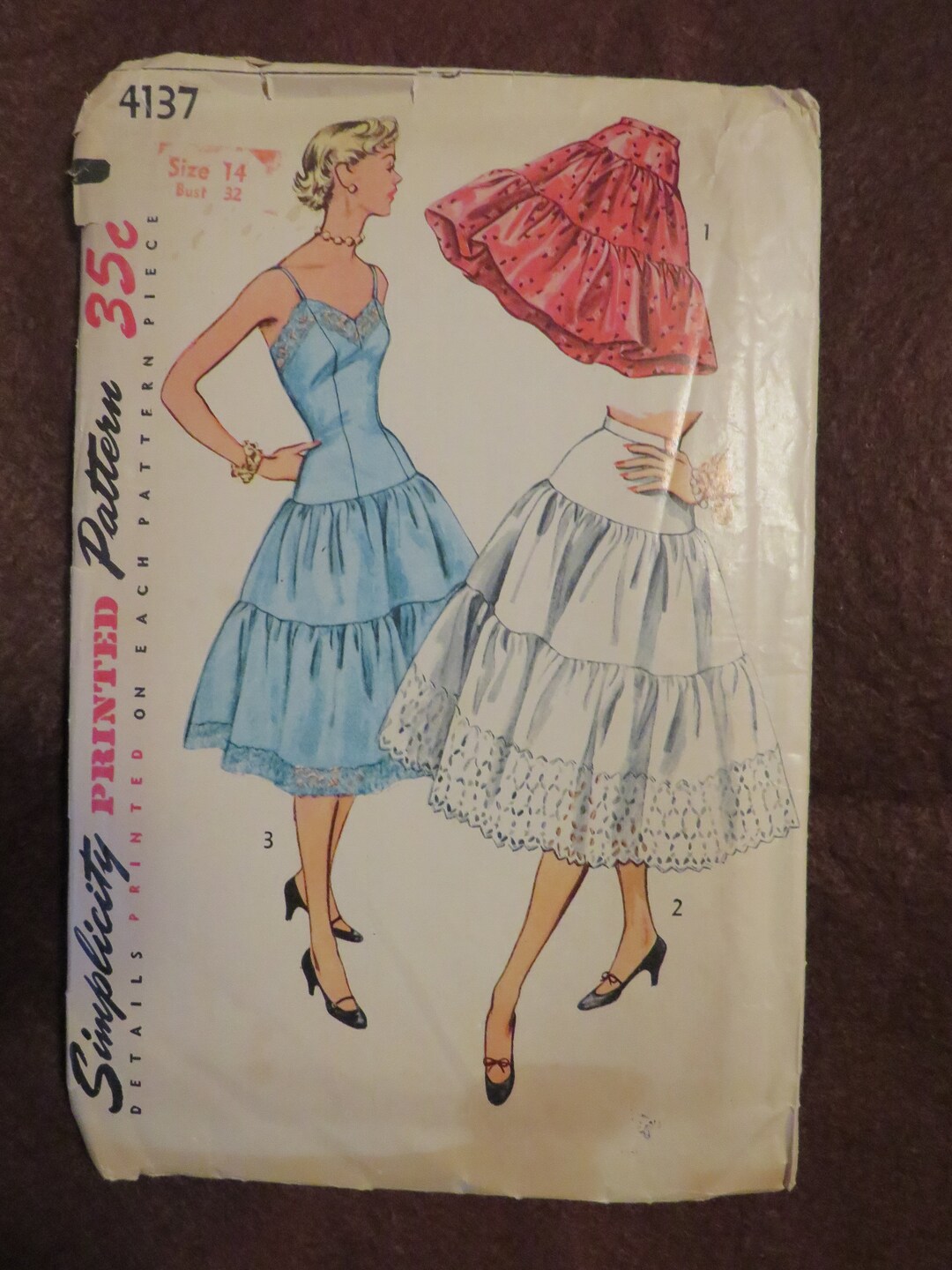 1952 SIMPLICITY SLIP and PETTICOAT Pattern----size 14. - Etsy