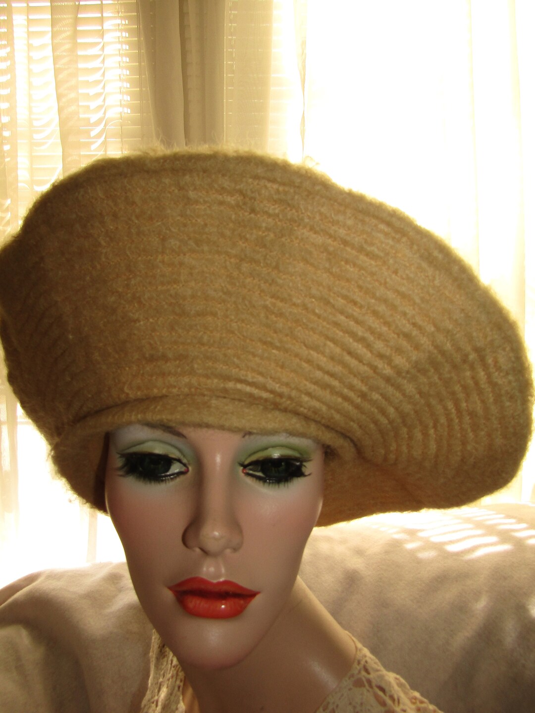 Vintage Wool CAMEL Brown TAM Style HAT by Alex Lilli of California for ...