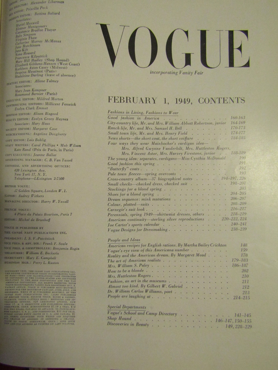 February 1 1949 VOGUE MAGAZINE Americana Number | Etsy