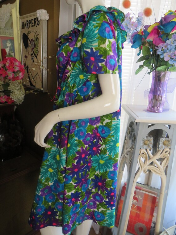 1960s' Colorful FLORAL CAFTAN Style DRESS By Jeunique… - Gem