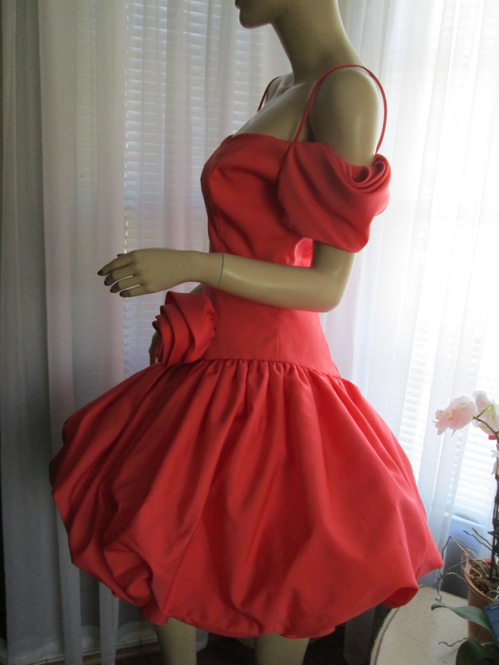 1980s' or 90s' PEACH Balloon Bottom COCKTAIL DRESS by Cache---size 3/4 ...