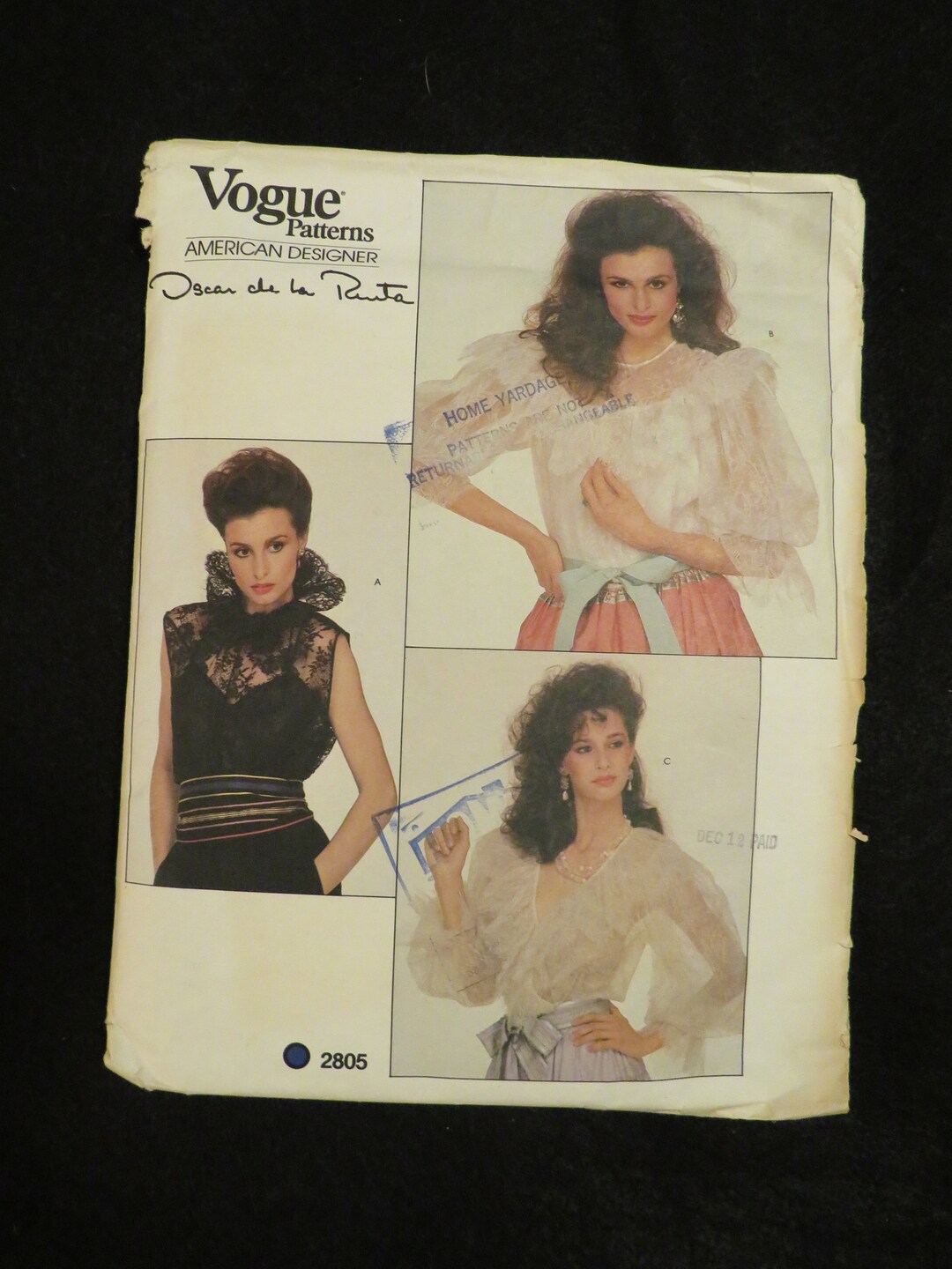 1984 VOGUE BLOUSES Pattern #2805 by Oscar De La Renta---size 6 - Etsy