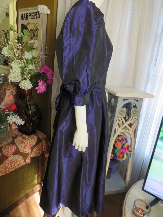 Vintage Cocktail BLUE/VIOLET Puff Sleeve DRESS By Lan… - Gem