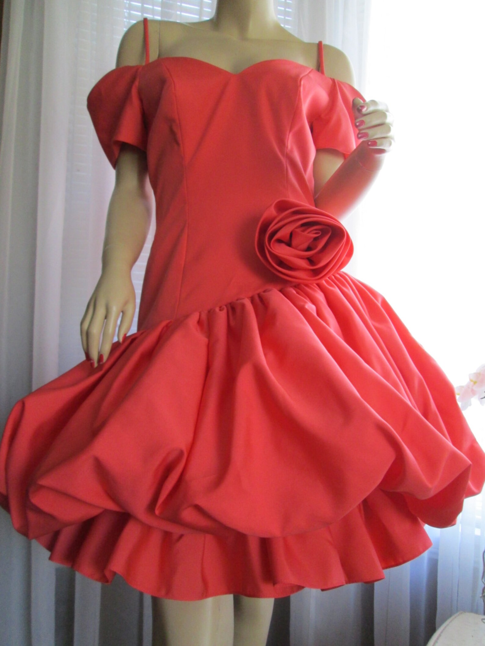 1980s' or 90s' PEACH Balloon Bottom COCKTAIL DRESS by Cache---size 3/4 ...