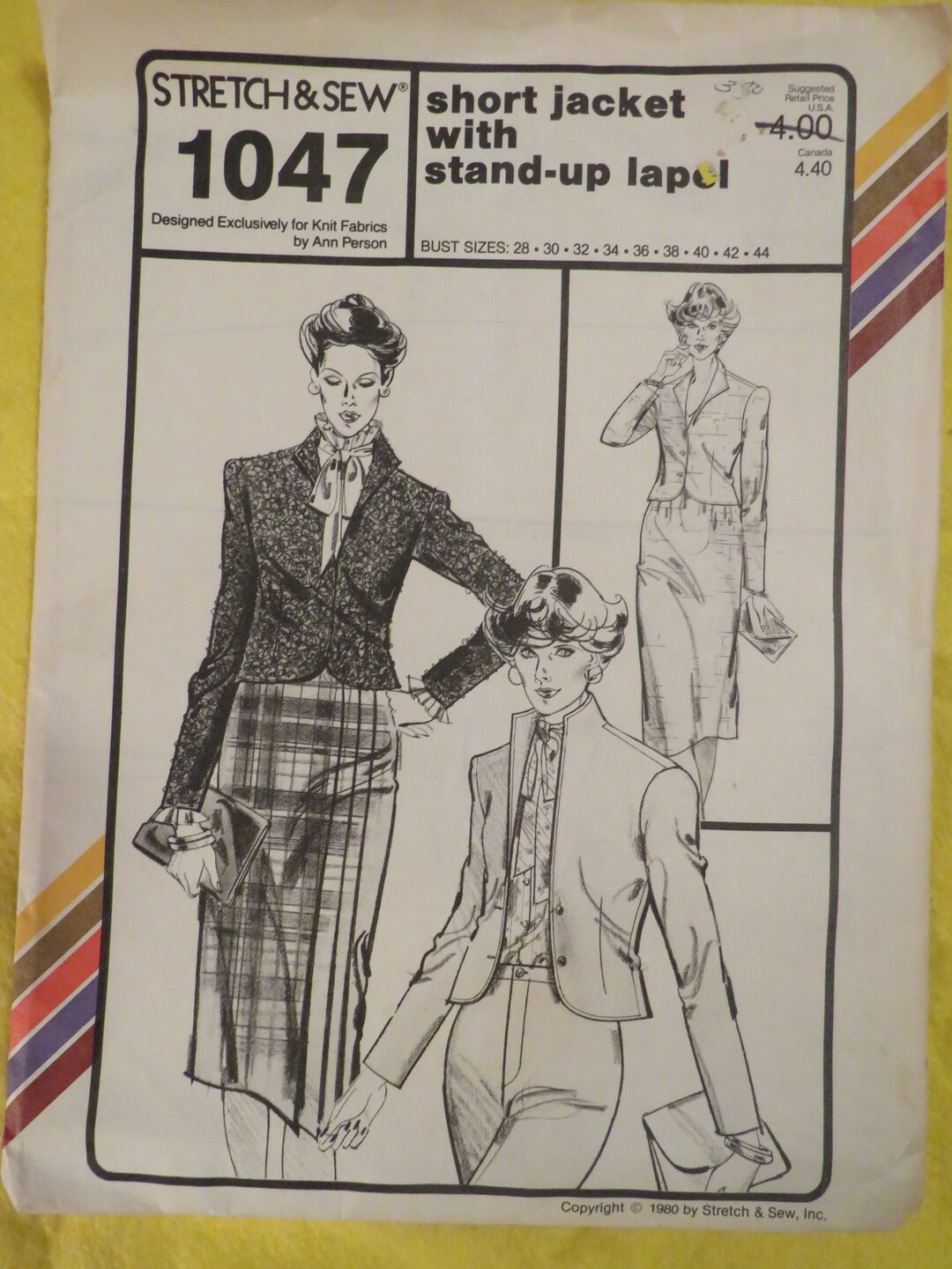 1980 Ladies Stretch and Sew/ann Person SHORT JACKET Pattern----bust ...