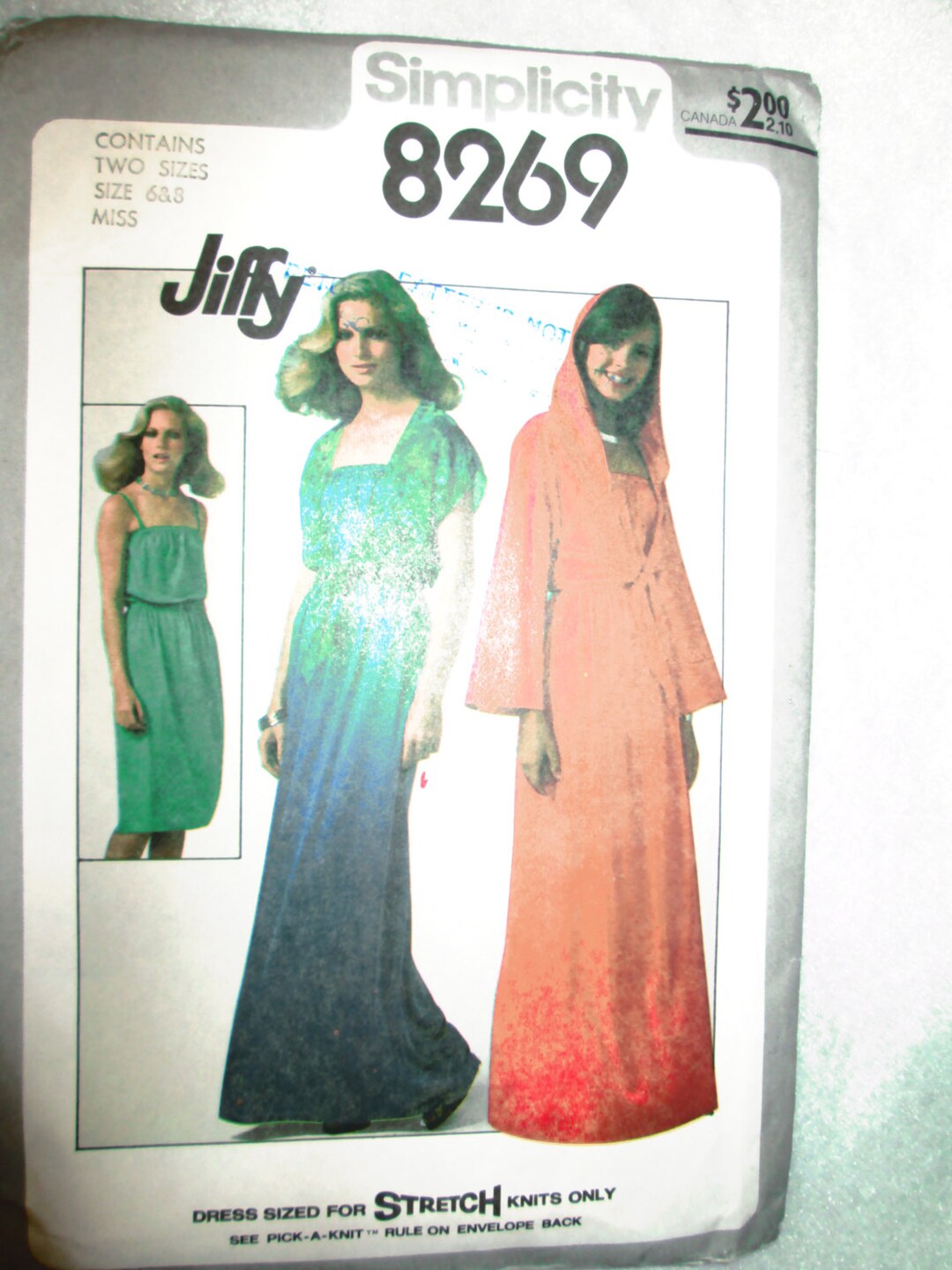 1977 Ladies 8269 Simplicity Pattern Pull-on DRESS With HOODED ...