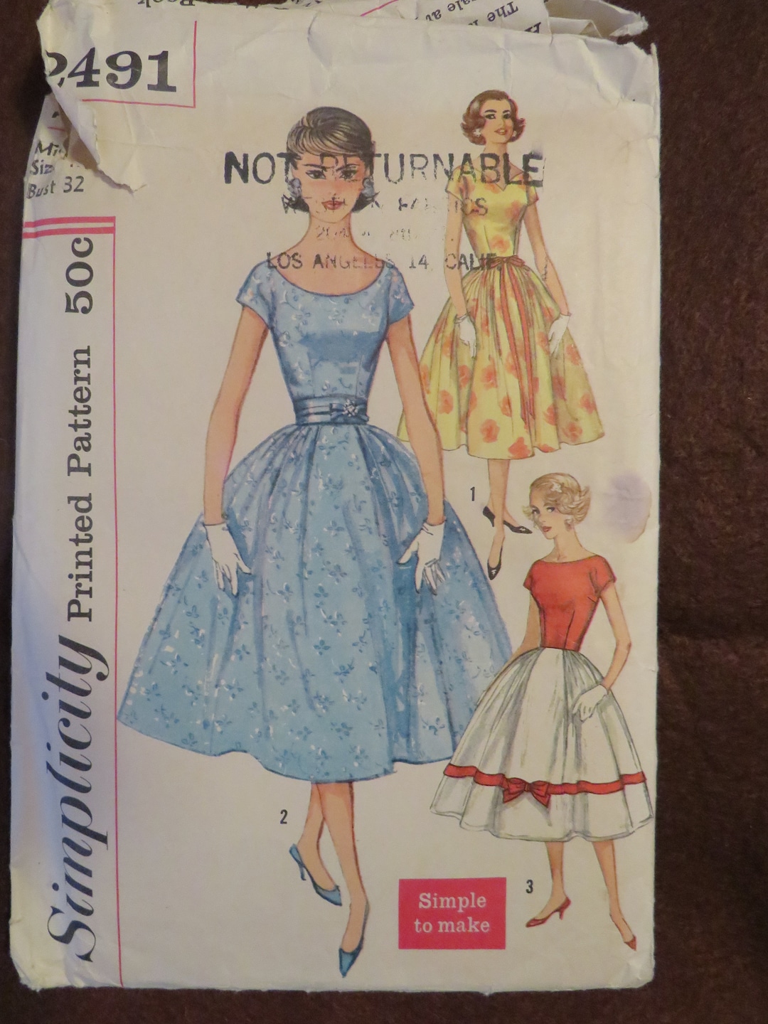 1960s' Simplicity TWO VIEW One-piece DRESS Pattern----size 12. - Etsy