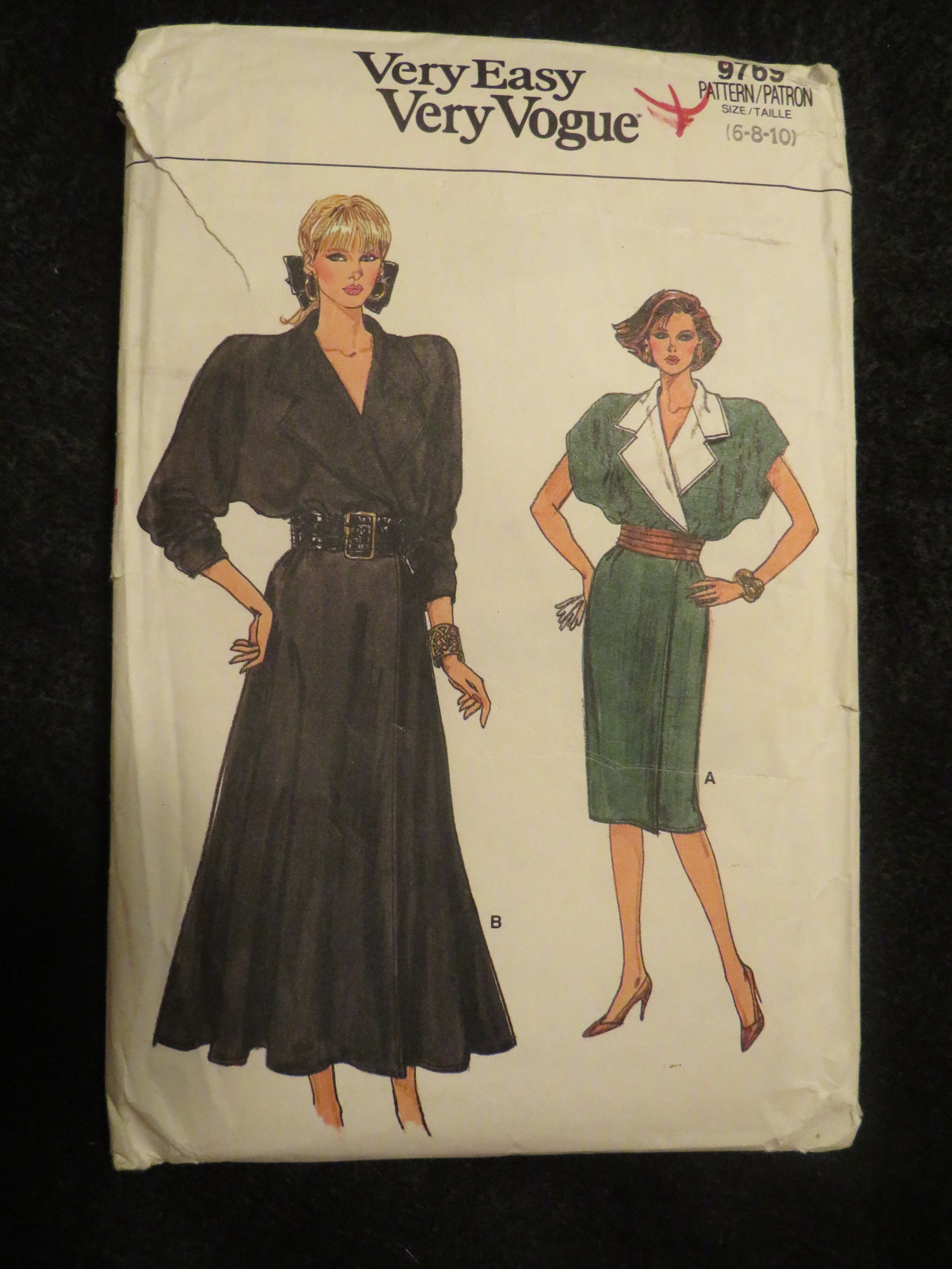 1986 Vogue WRAP DRESSES Pattern-----size Misses 6-8-10 - Etsy