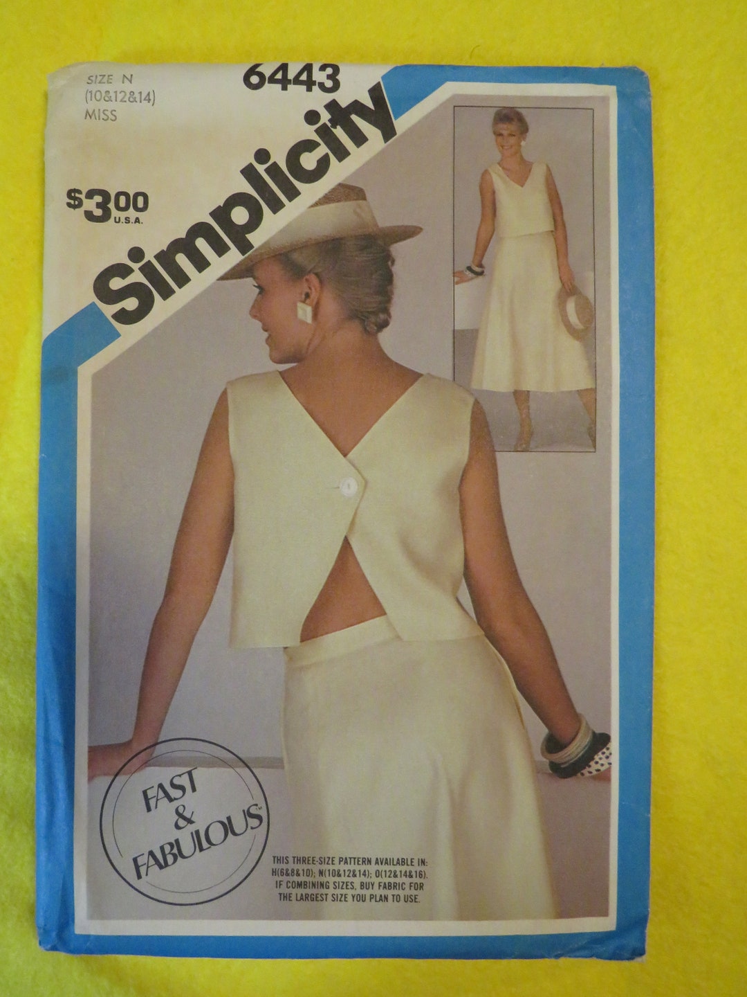 1984 Simplicity TWO-PIECE DRESS Pattern---size 10, 12, 14. - Etsy
