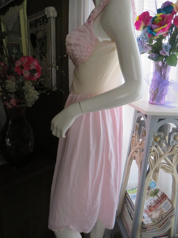1950s' PINK Lace Bullet BRA/Top SLIP By Perma-lift---… - Gem