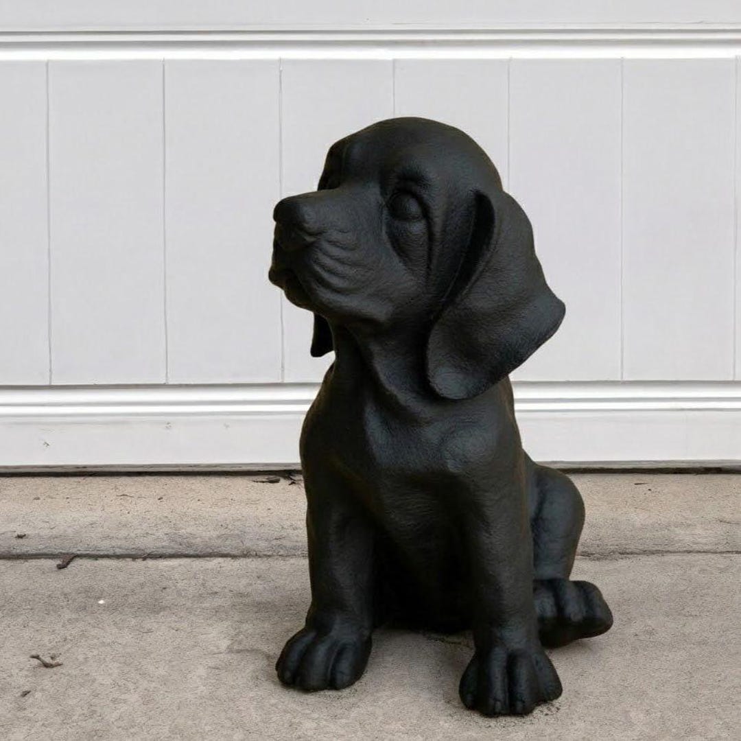 Cast Iron Beagle Figurine Detailed Hunting Dog Garden Sculpture Patio ...