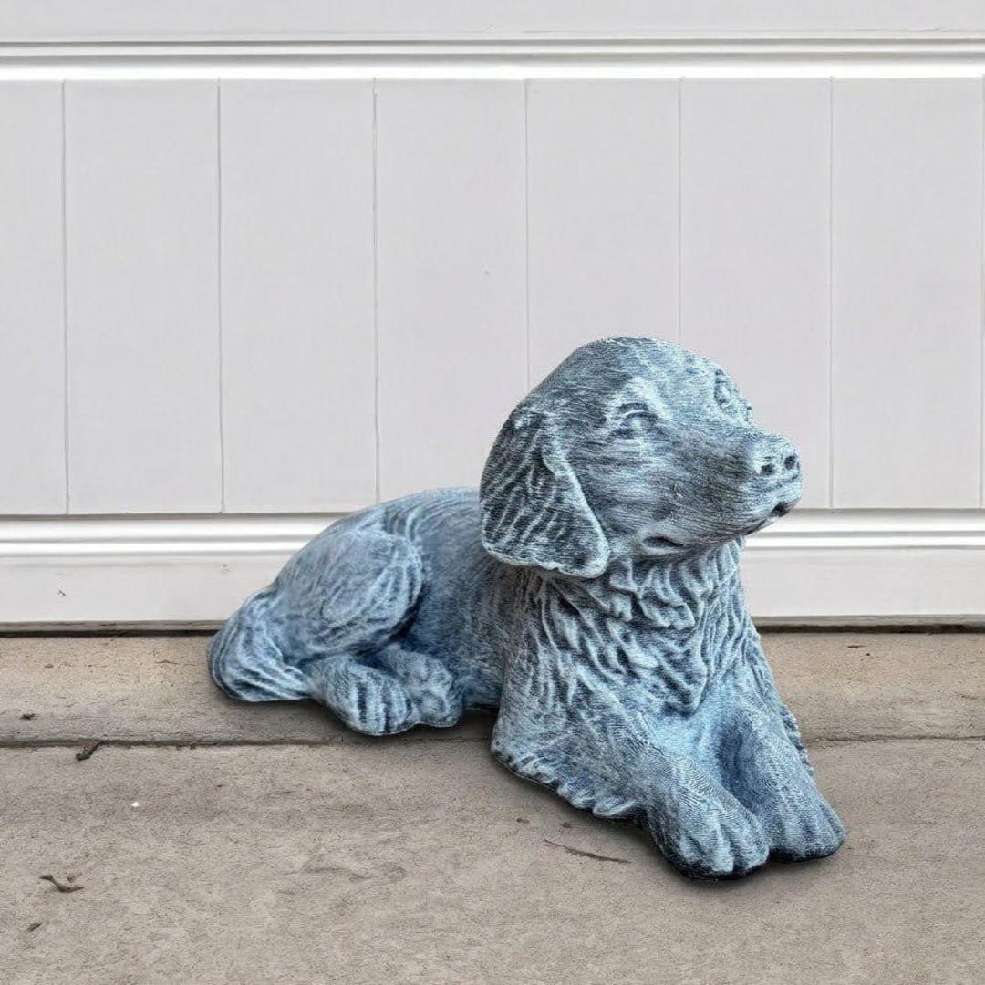 Concrete Retriver Dog Statue Garden Sculpture Stone Lawn Ornament Home ...